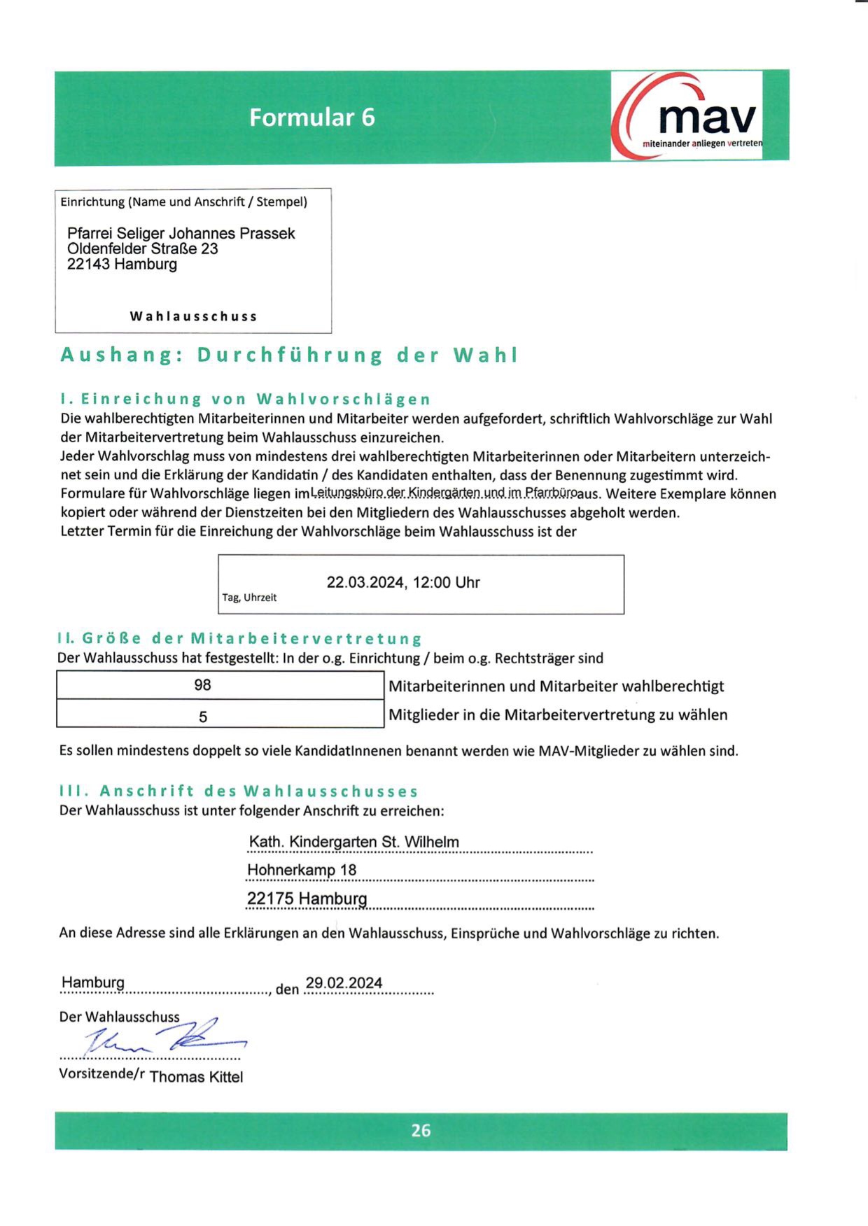 Einreichung von Wahlvorschlägen zur MAV-Wahl 2024 | Katholische Pfarrei ...